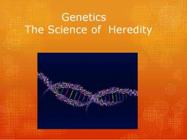 PPT – Genetics The Science of Heredity PowerPoint presentation | free ...