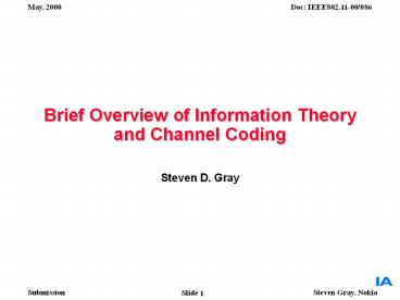 Brief Overview of Information Theory and Channel Coding presentation ...