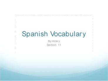 Spanish Vocabulary presentation | free to download
