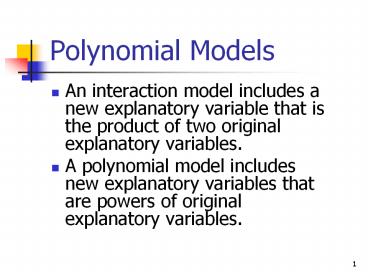 Polynomial Models presentation | free to view
