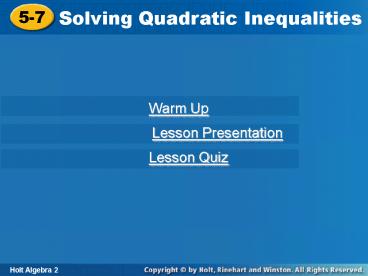 Solving Quadratic Inequalities presentation | free to view