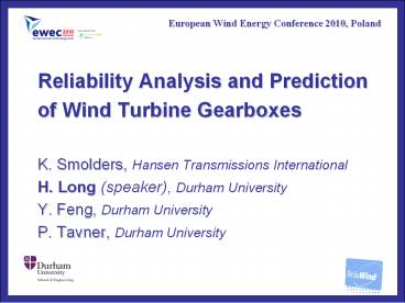 Reliability Analysis and Prediction presentation | free to download