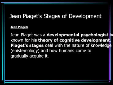 Jean Piaget presentation | free to view