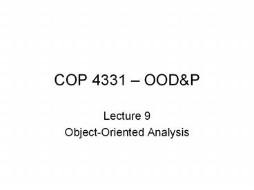 PPT – COP 4331 PowerPoint presentation | free to download - id: 7912ef ...