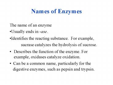 Names of Enzymes presentation | free to view