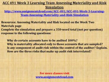 PPT – ACC 491 Week 3 Learning Team Assignments From the Text PowerPoint presentation | free to ...