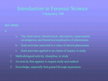 Introduction to Forensic Science presentation | free to view