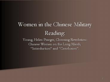 Women in the Chinese Military presentation | free to view