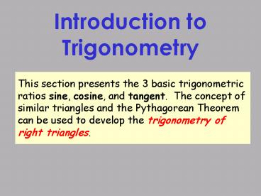 Introduction to Trigonometry presentation | free to view
