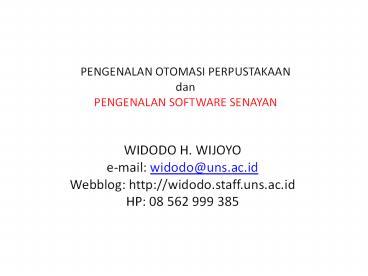 PPT – PENGENALAN OTOMASI PERPUSTAKAAN dan PENGENALAN SOFTWARE SENAYAN ...