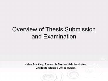 PPT – Overview of Thesis Submission and Examination PowerPoint ...