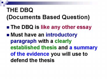 PPT – THE DBQ (Documents Based Question) PowerPoint presentation | free ...