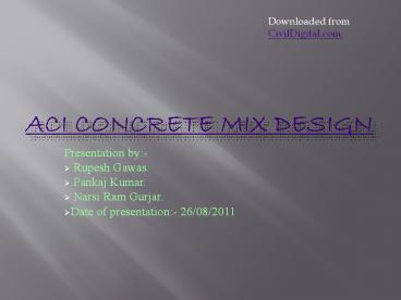 Aci Concrete Mix Design from civildigital.com presentation | free to ...