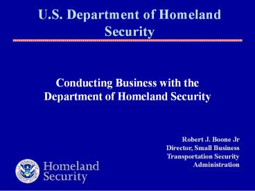 U.S. Department of Homeland Security presentation | free to view