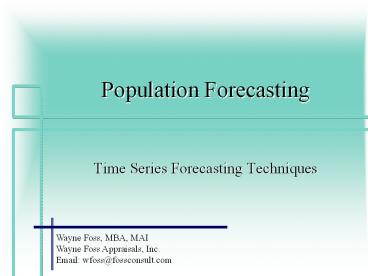 Population Forecasting presentation | free to view