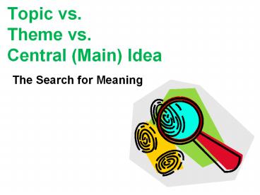 Topic vs. Theme vs. Central (Main) Idea presentation | free to view