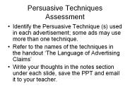 PPT – PERSUASIVE TECHNIQUES PowerPoint presentation | free to view - id ...