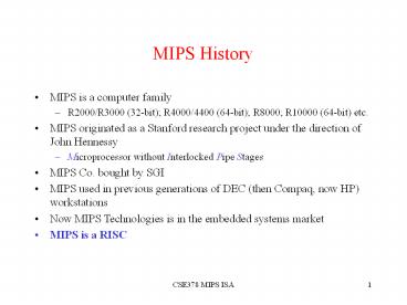 PPT – MIPS History PowerPoint presentation | free to download - id ...