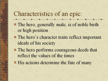 PPT – Characteristics of an epic: PowerPoint presentation | free to ...