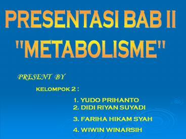 PPT – METABOLISME PowerPoint presentation | free to download - id ...