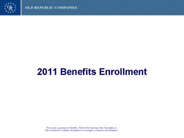 PPT – This is only a summary of benefits. Refer to the Summary Plan ...