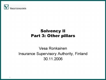 PPT – Solvency II Part 3: Other pillars PowerPoint presentation | free ...