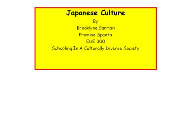 Japanese Culture presentation | free to view