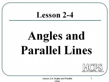 Angles and Parallel Lines presentation | free to view