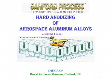 Hard Anodizing of Aerospace Aluminum Alloys presentation | free to view