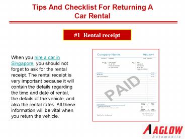 PPT – Tips and Checklist for Returning a Car Rental PowerPoint ...
