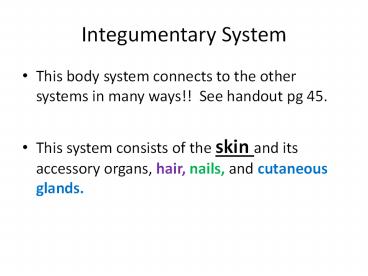 Integumentary System presentation | free to download