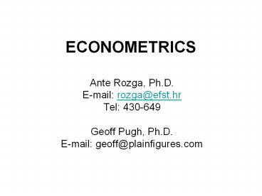 PPT – ECONOMETRICS PowerPoint presentation | free to view - id: 7c4819 ...