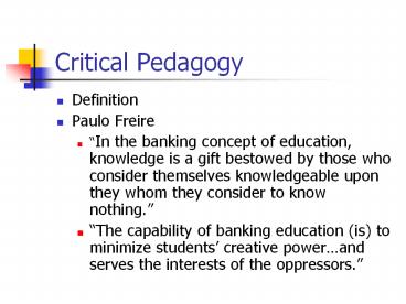 Critical Pedagogy presentation | free to view