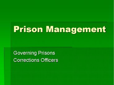 Prison Management presentation | free to download