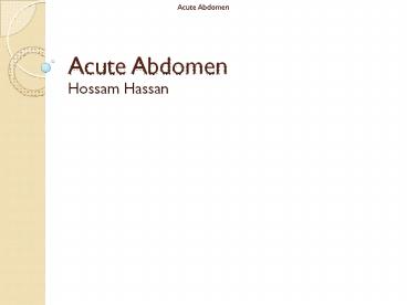 Acute Abdomen presentation | free to download