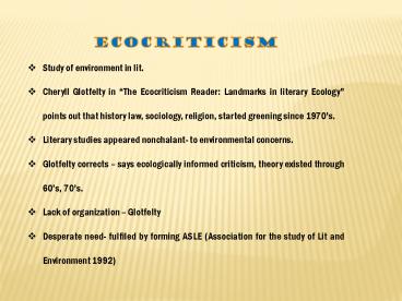 Ecocriticism presentation | free to download