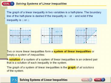 PPT – The graph of a linear inequality in two variables is a half-plane ...