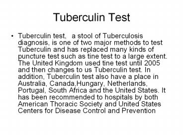 Tuberculin Test presentation | free to download