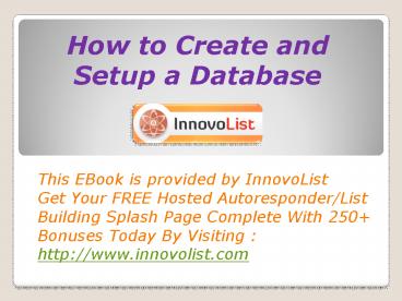How to Create and Setup a Database presentation | free to download