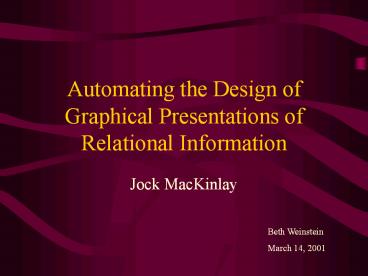 PPT – Automating the Design of Graphical Presentations of Relational ...