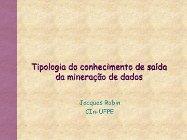 Jacques Robin presentation | free to download