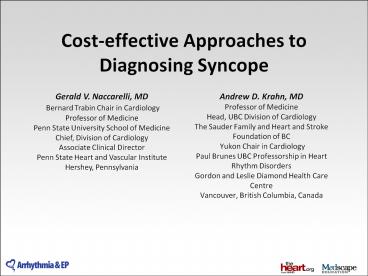 Cost-effective Approaches to Diagnosing Syncope presentation | free to ...
