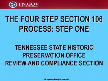 THE FOUR STEP SECTION 106 PROCESS: STEP ONE TENNESSEE STATE HISTORIC ...