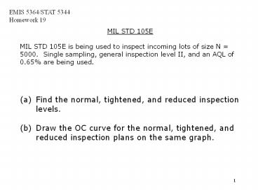 MIL STD 105E presentation | free to download