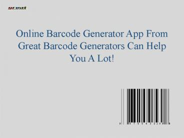 PPT – Online Barcode Generator App From Great Barcode Generators Can ...