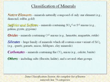 PPT – Classification of Minerals PowerPoint presentation | free to view ...