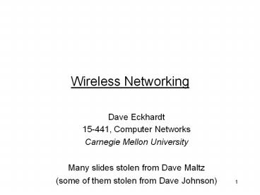 PPT – Wireless Networking PowerPoint presentation | free to download ...