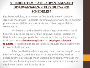 SCHEDULE TEMPLATE - ADVANTAGES AND DISADVANTAGES OF FLEXIBLE WORK ...