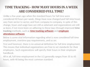 Time tracking - how many hours in a week are considered full time ...