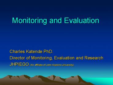 Monitoring and Evaluation presentation | free to view
